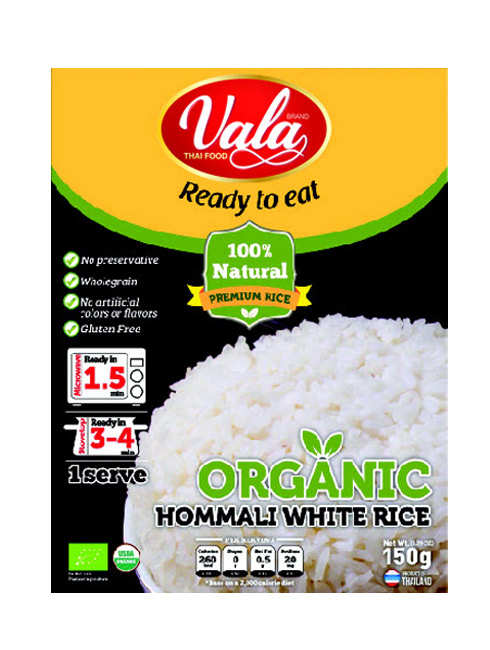 Ready to eat - Organic HOMMALI White Rice 150 g. - Vala Thai Food